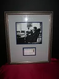 John F Kennedy Autograph on Bell System Credit Card Framed