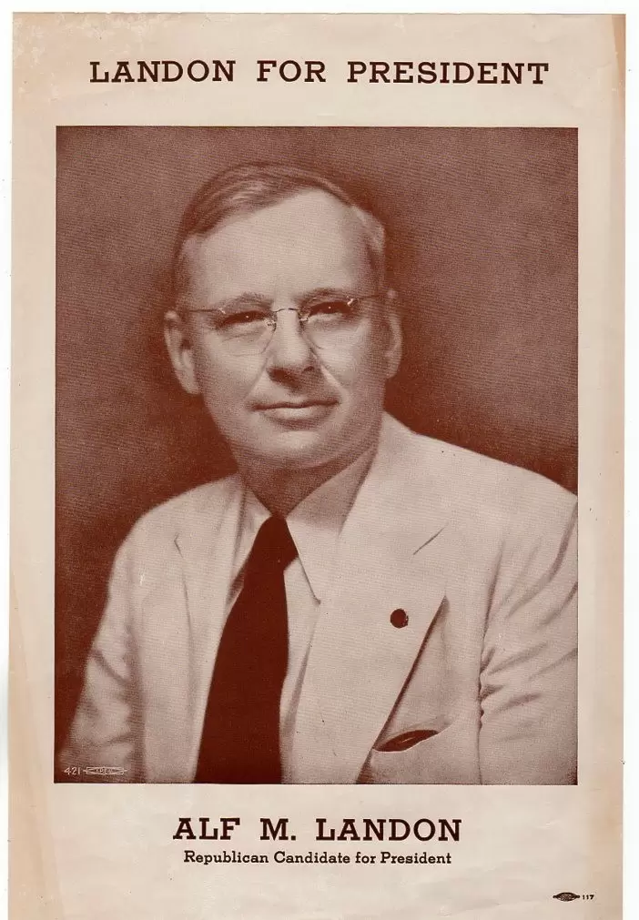 1936 Republican Alf Landon for President Collector Poster