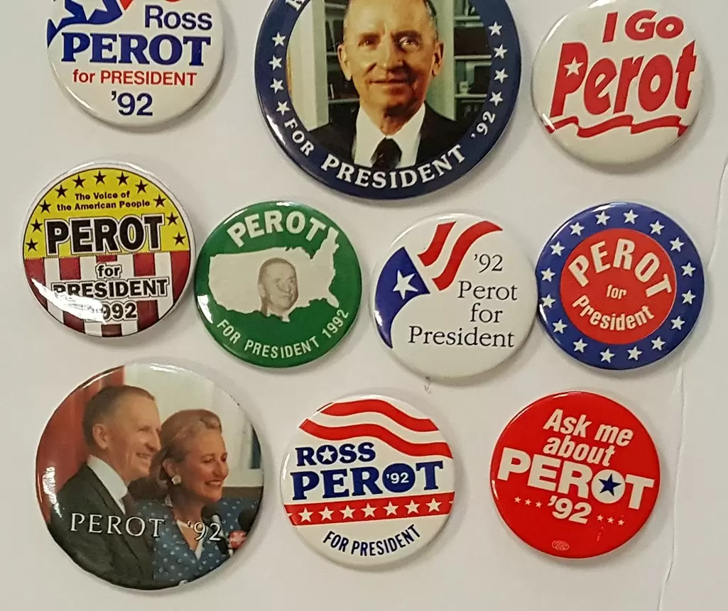 Ross Perot for President 1992 Election Button Set