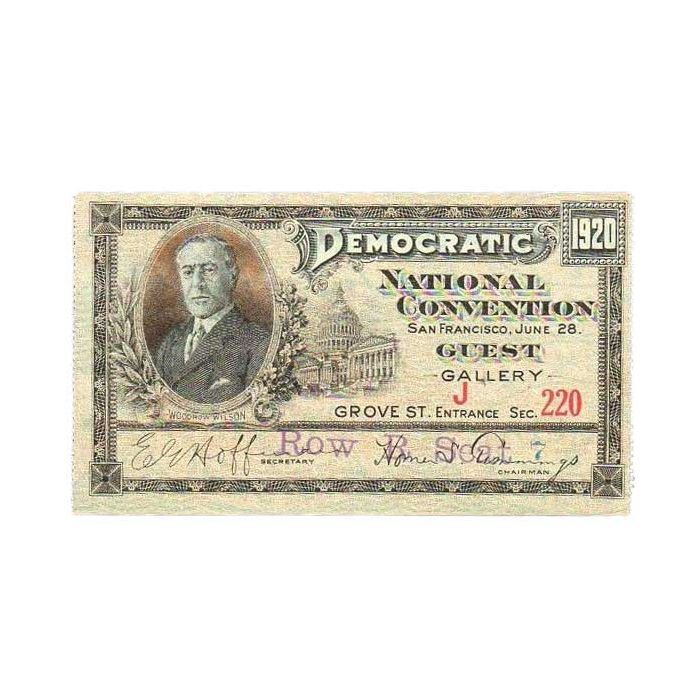 1920 Democratic Convention Ticket