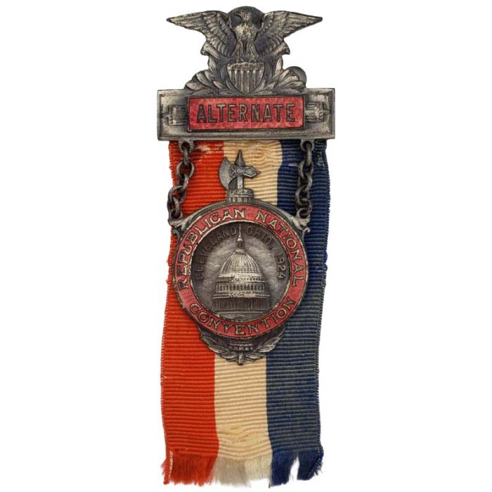 Original Calvin Coolidge 1924 Republican Convention Badge