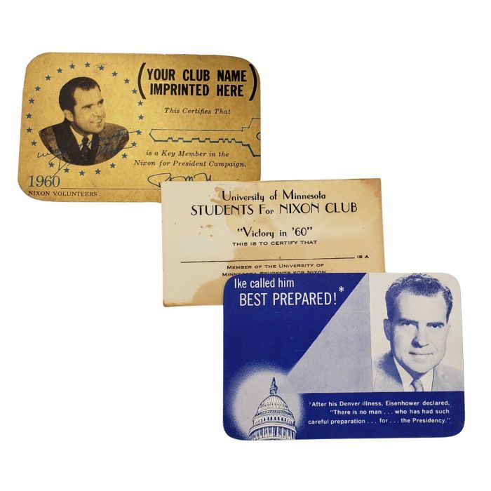 1960 Three Different Hard-To-Find Nixon for President Campaign ...