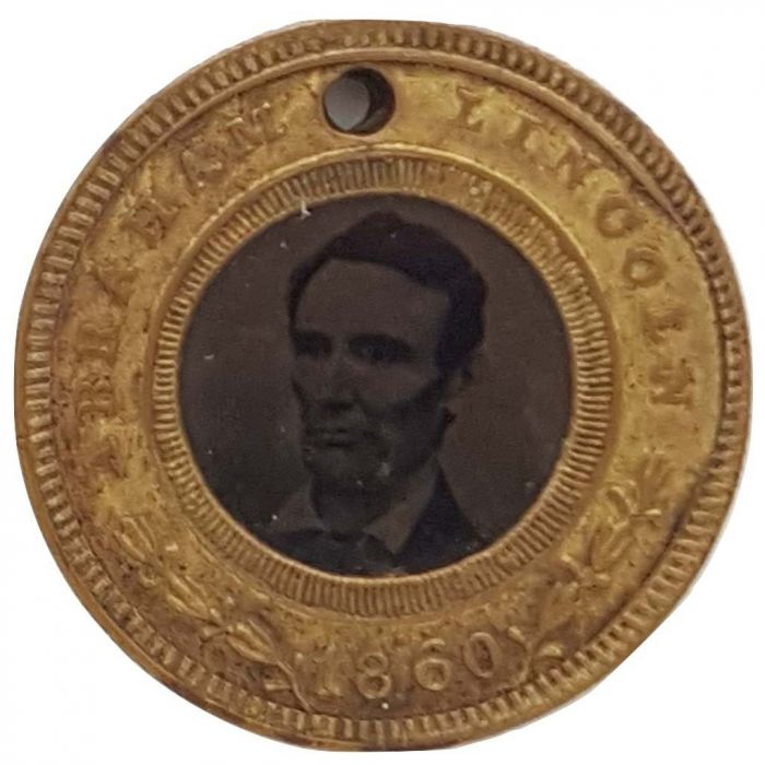 1860 Lincoln Hamlin Ferrotype Original & Authentic Campaign Button