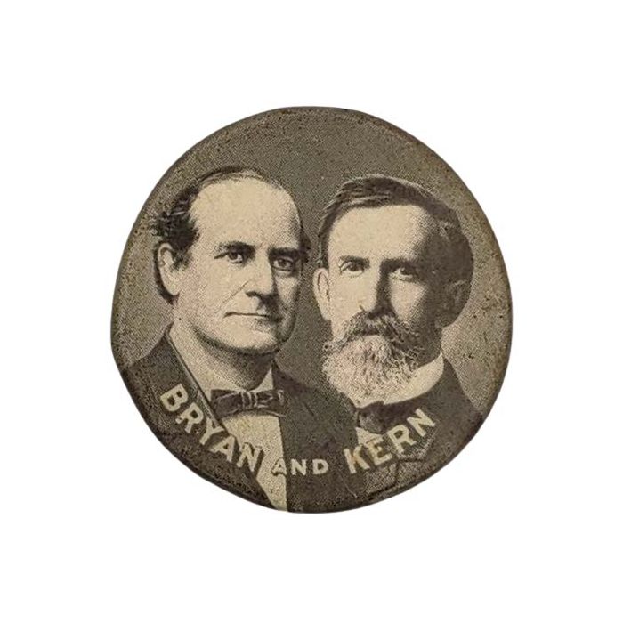 1908 Bryan Kern Democratic Candidates Campaign Button .Photo portraits ...