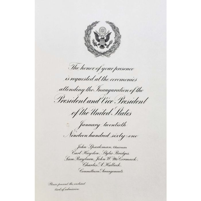 John F. Kennedy 1961 Congressional Invitation