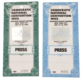 1992 Democratic National Convention Press Credentials Set of Two ...
