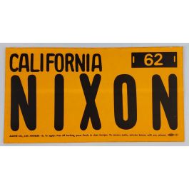 1962 Nixon for California Governor Campaign Day Glo Bumper Sticker