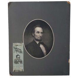 Rare Abraham Lincoln Rail Splitters Ribbon and Marshall Steel Engraving