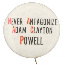 Original NAACP Civil Rights Button Adam Clayton Powell