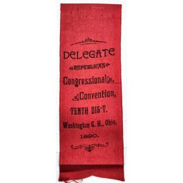 1890 Ohio Republican Congressional Convention Delegate Ribbon