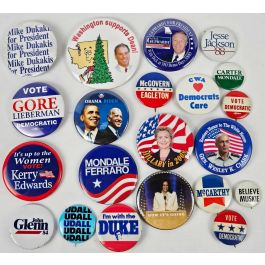 Democratic Campaign Set of 21 Different Vintage Buttons & Years.