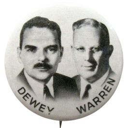 1948 Dewey Warren Large 1.75" Republican Campaign Pinback Button.