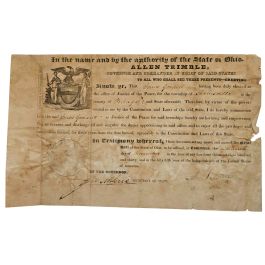 1830 Appointment Document Signed by Ohio Governor Allen Trimble