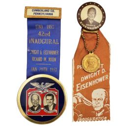 1953 Eisenhower Nixon Inaugration Ribbon Badges (2). (Left): Inaugural ...