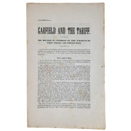 1880 Garfield and the Tariff. Anti James Garfield Pamphlet. "His Record ...