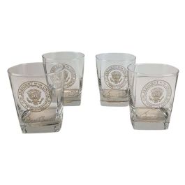 George W. Bush Set of 4 Rocks Glasses With Etched Seal of the President ...