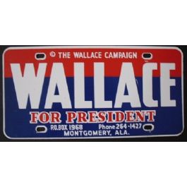 George Wallace For President Licene Plate