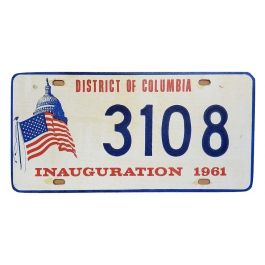 1961 John F. Kennedy OrigianlInaugural License Plate