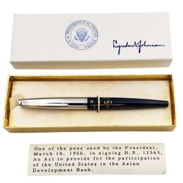 1966 Lyndon Johnson Signing Pen - March 16, 1966 U.S Asian Development ...