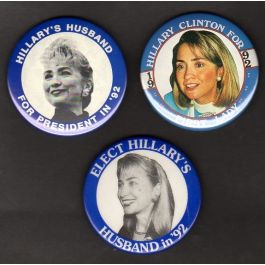 3 Different Vintage Hillary Clinton Buttons