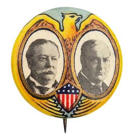 1908 Taft Sherman Eagle & Shield Colorful Campaign Pinback Button