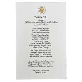 2000 White House Menu From the State Dinner Honoring President of South ...